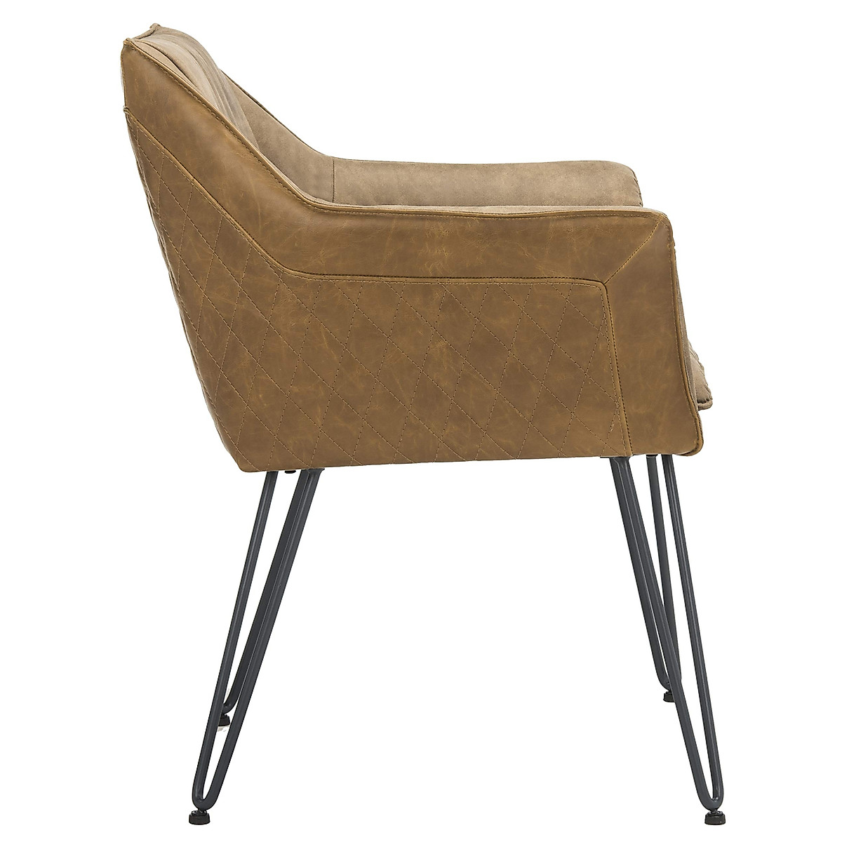 Safavieh Home Esme Mid-Century Modern Light Brown Faux Leather Dining Chair, Set of 2