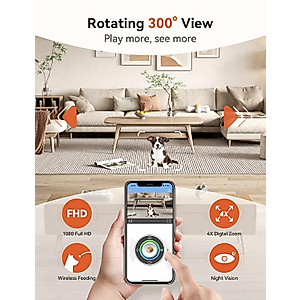 WOPET Smart Pet Camera:Dog Treat Dispenser, Full HD WiFi with Night Vision for Pet Viewing,Two Way Audio Communication Designed for Dogs and Cats,Monitor Your Pet Remotely