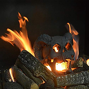 Stanbroil Demon Fireproof Fire Pit Fireplace Skull Gas Log for Ventless & Vent Free, Propane, Gel, Ethanol, Electric, Outdoor Fireplace and Fire Pit, Halloween Decor - Patent Pending