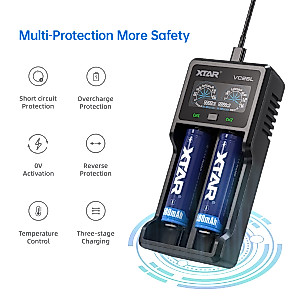 Universal Battery Charger XTAR VC2SL LCD Display Speedy Smart Charger for Rechargeable Batteries Ni-MH Ni-Cd AA AAA Li-ion IMR