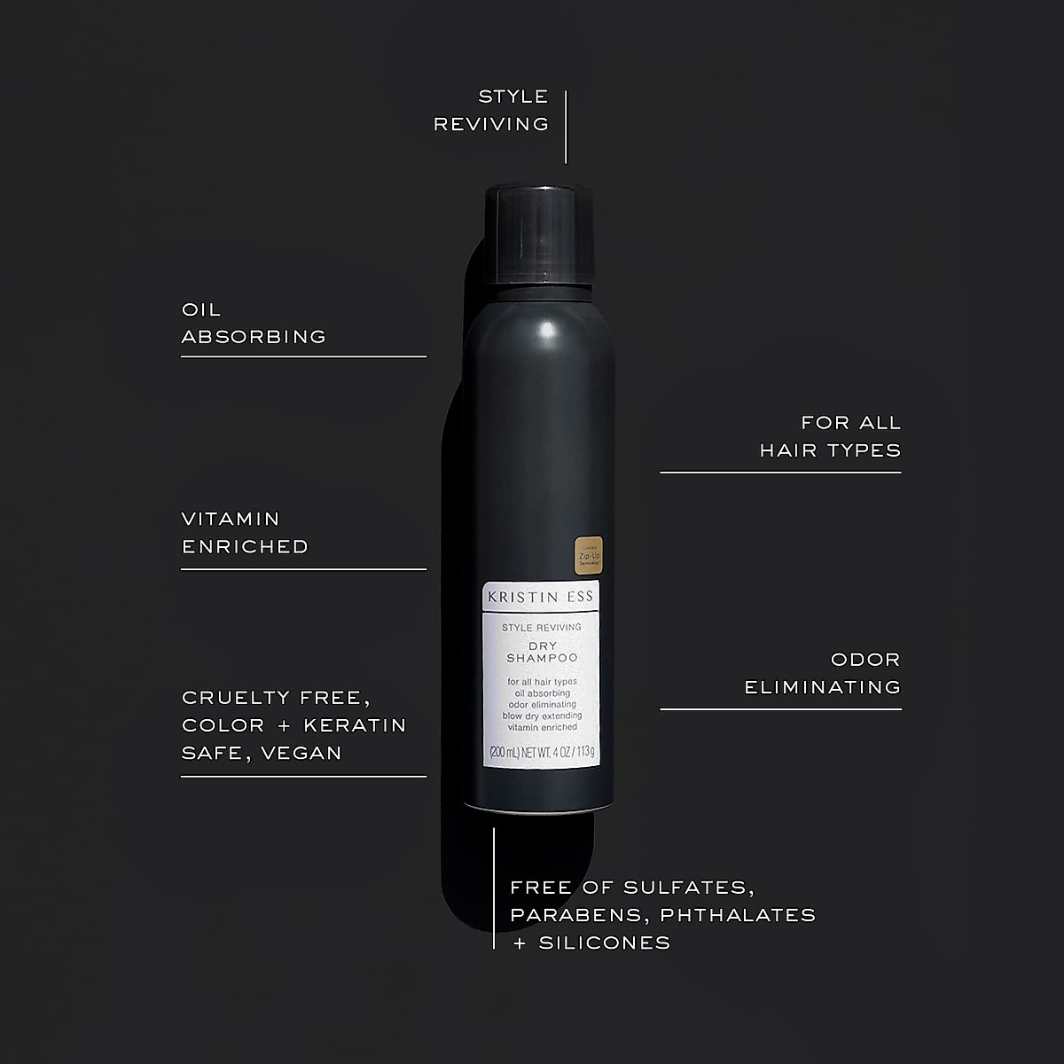 Kristin Ess Dry Shampoo Spray for Oily Hair - Absorbs Oil, Adds Volume with Minimal Residue, Style Extender + Fragrance Refresher - Sulfate Free, Vegan + Color Safe - Fresh Pear Fragrance