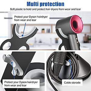 YCHF Supersonic Hair Dryer Holder for Dyson,Blow Dryer Holder,Hair Dryer Holder for Dyson SupersonicAluminum Alloy Bracket, Bathroom Organizer,Size: 27.5cm x14cm x 16.4cm (Black)