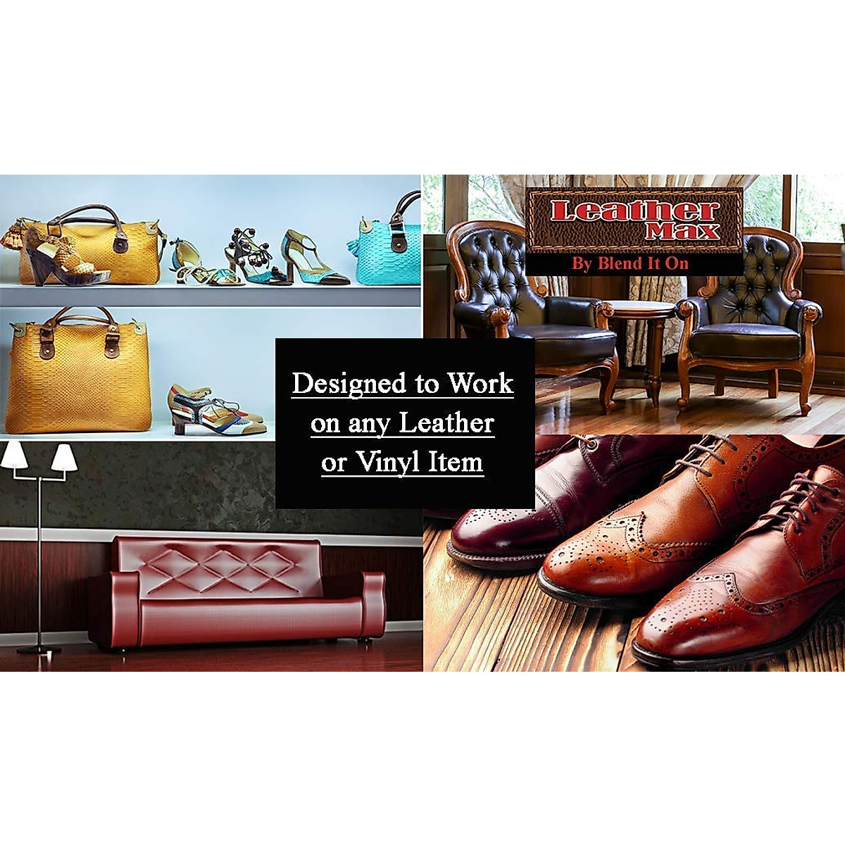 Leather Max Quick Blend Refinish and Repair Kit White, Restore Couches, Recolor Furniture & Repair Car Seats, Jackets, Sofa, Boots 3 Color Shades to Blend with/Leather Vinyl and More (White Mix)