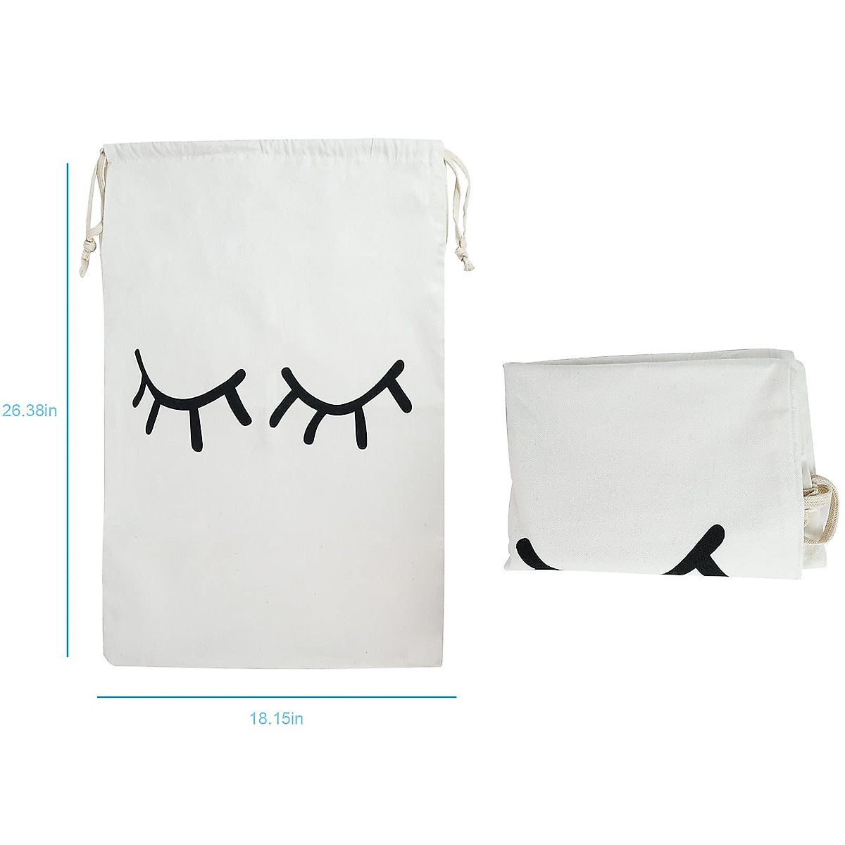 Lujuny 26" x 18" Large Laundry Bag, Cute Canvas Toy Storage Bag with Drawstring, Dust-proof Cotton Reusable Heavy Duty Gift Wrap Holder for Basket Travel (Smile Dog)