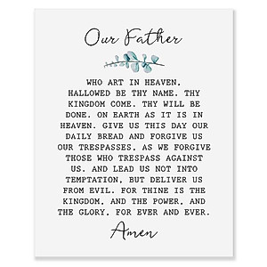 Our Father Who Art In Heaven Hallowed Be Thy Name The Lord's Prayer Sign Our Father Sign Bible Verse Scripture Bible Quote Without Frame - 8x10"