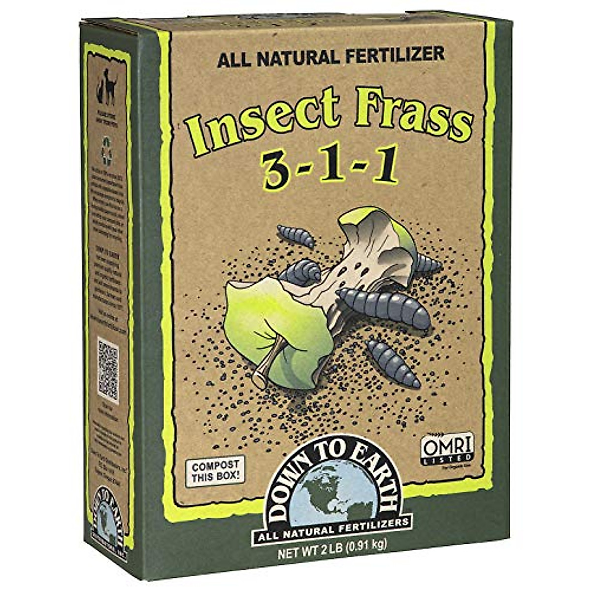 Down to Earth Organic Insect Frass Fertilizer Mix 3-1-1, 2lb