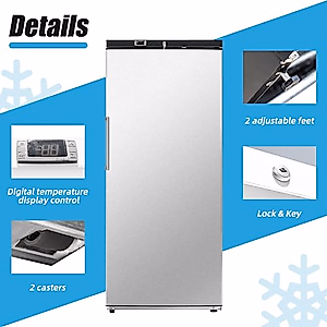 BLUELINETECH 30" Commercial Refrigerator with Single Solid Door, 18.6 cu.ft Stainless Steel Reach-in Refrigerator