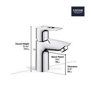 GROHE 23085001 Bauloop, Single Hole Single-Handle S-Size Bathroom Faucet 1.2 GPM - Drain not included, Chrome