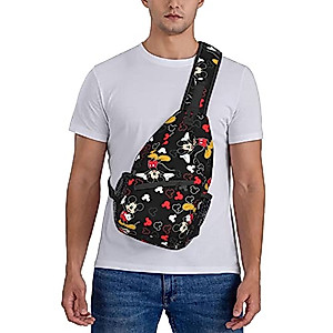 Mouse Crossbody Sling Backpack Shoulder Bag For Women & Men Chest Sling Bag Casual For Travel Hiking Gym, Black