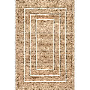 nuLOOM Caile Hand Loomed Raised Geometric Jute Area Rug, 10' x 14', Ivory