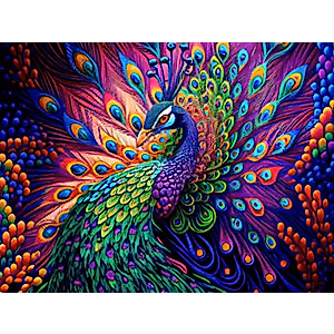 Peacock Stamped Cross Stitch Kits - Colorful 11CT Printed Easy Pattern Needlepoint Kits Embroidery Crafts for Adults Beginners Gift 12x16 Inch
