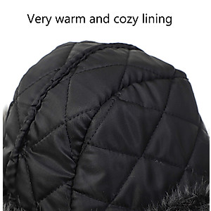 LA CARRIE Women's Faux Fur Hat Russian Cossack Pompom Cap for Winter Ski Snow(Black)