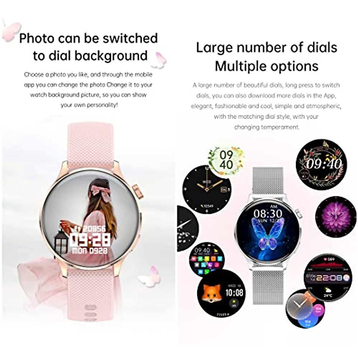 HANDA Smart Watch for Women, Fitness Tracker Smartwatch with Heart Rate Blood Pressure Sleep Monitor Bluetooth Call Pedometer IP67 Waterproof Activity Tracker for Android iOS (Gold Steel)