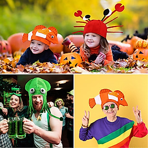 Kasyat 3 Pcs Octopus Clown Fish Crab Hats Ocean Sea Animal Hats Halloween Hat Crazy Costume Hat for Photo Booth Cosplay Funny Party