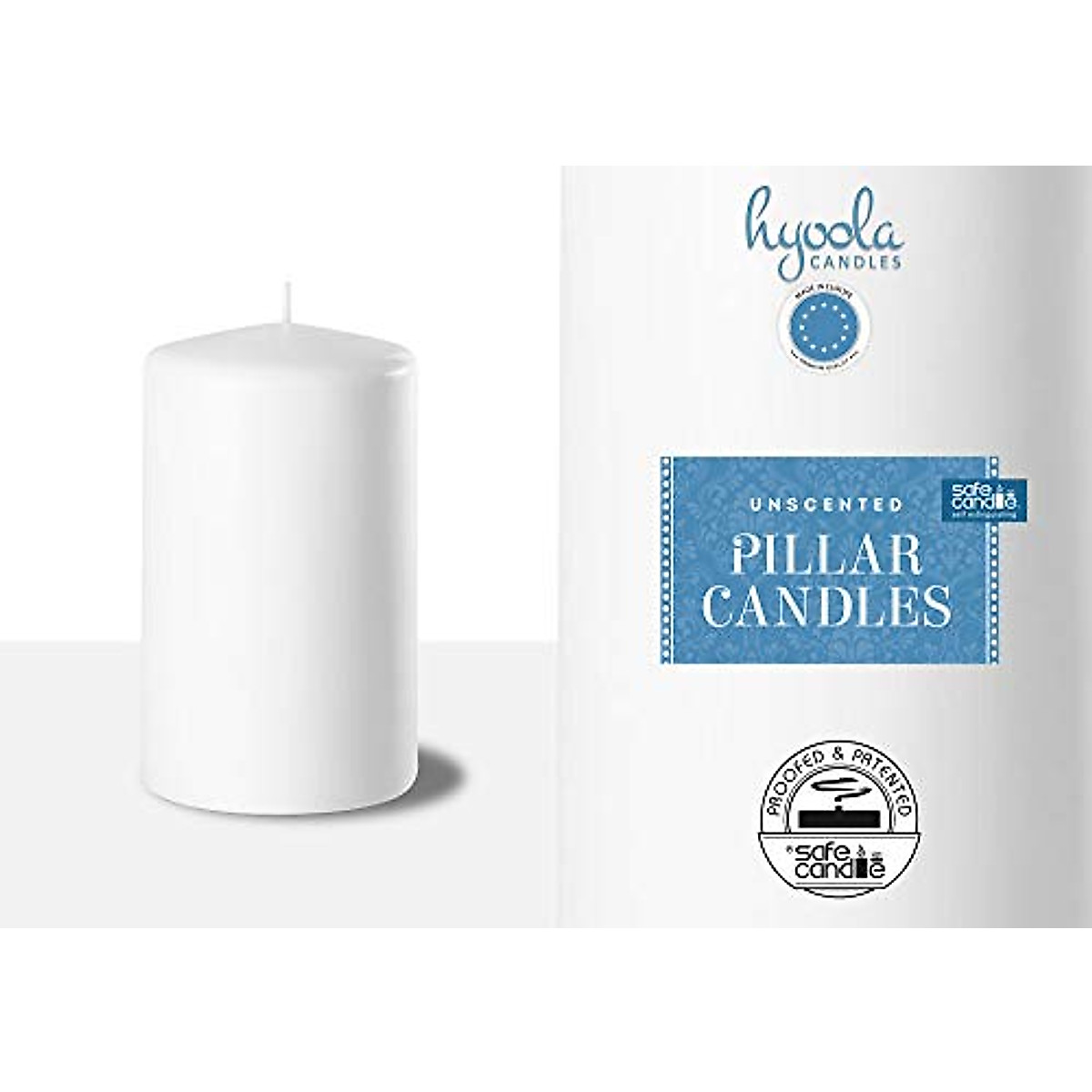 HYOOLA White Pillar Candles 2x3 Inch - Unscented Pillar Candles - Set of 4 - European Made
