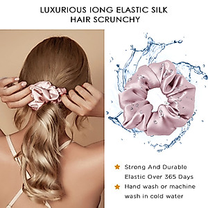 DelTeck Luxurious Silk Scrunchies, 100% Real 25 Momme Silk Hair Scrunchies, No Crease & Protect Hair Premium Scrunchies, Silk Hair Ties, Sleep and Night Scrunchie (Top Grade Mulberry Silk)