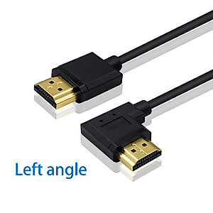 Duttek 4K HDMI Cable, HDMI to HDMI Cable, Extremely Thin Left Angled HDMI Male to Male Extender Cable for 3D and 4K Ultra HD TV Stick HDMI 2.0 Cord 0.15M/ 6 Inch