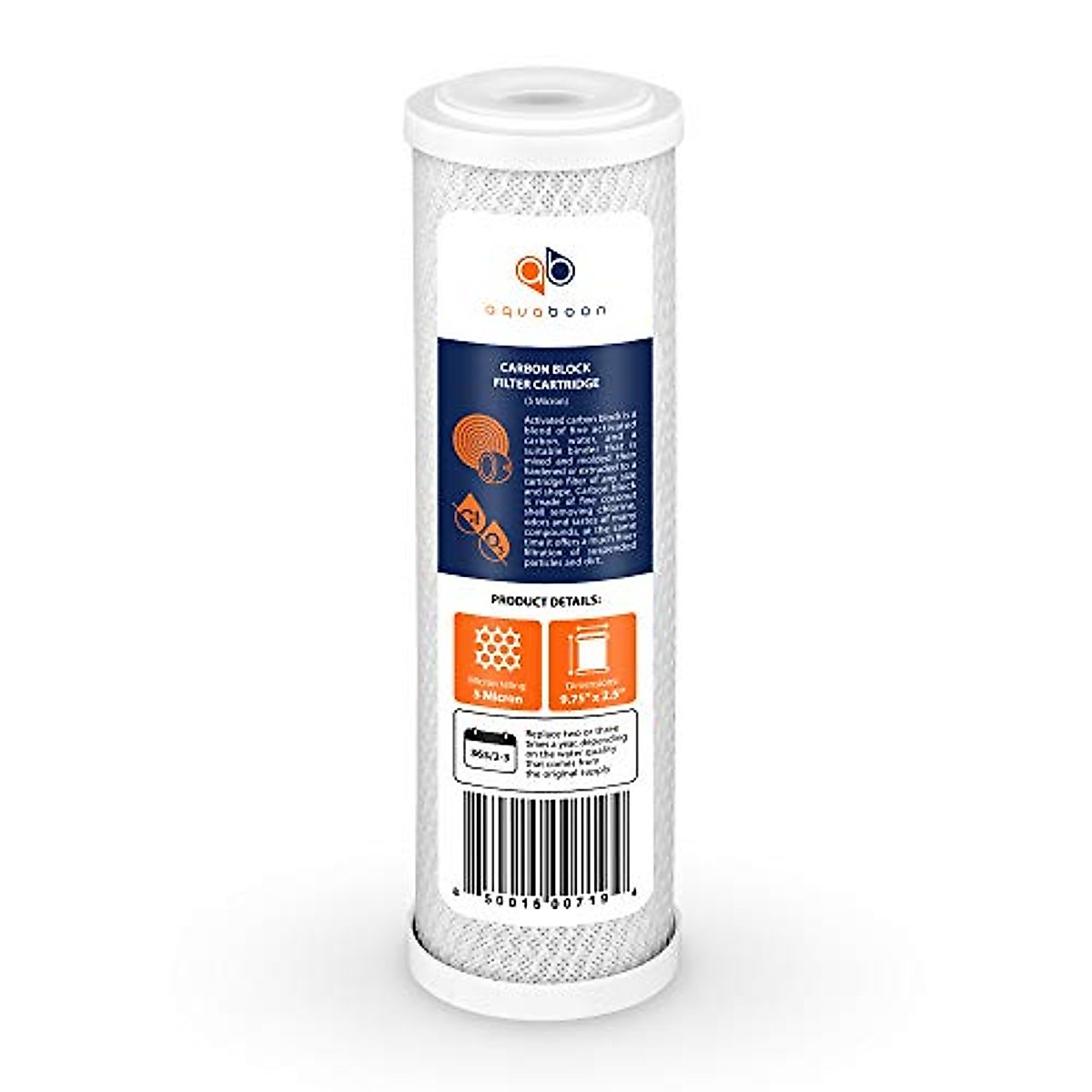 Aquaboon Set of 20 Sediment/Carbon 5 Micron Water Filter Catridges, Universal 5 Micron 10 x 2.5 inch Cartridge, Compatible with DWC30001, WFPFC8002, FXWTC, WHEF-WHWC, WHKF-WHWC,Pentek DGD series,RFC