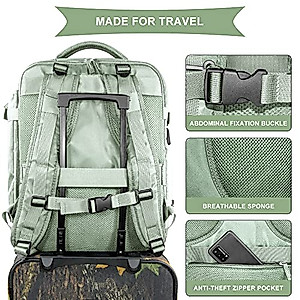 ISENSHI Travel Backpack for Men Women, Waterproof Carry On Backpack, Hiking Backpack Outdoor Sports Casual Daypack School Bag(Light Green)