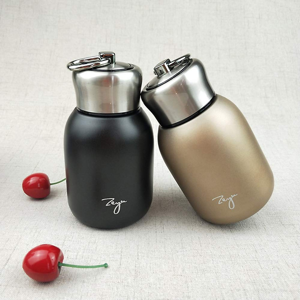 10.15oz/300ML Mini Thermal Mug Leak Proof Vacuum Flasks Travel Thermos Stainless Steel Drink Water Bottle Thermos Cups for Indoor and Outdoor (Gold)