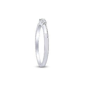 SAVEARTH DIAMONDS 1/10 cttw Round Cut Lab Grown Diamond Three Stone Engagement Wedding Bridal Ring In 10k White Gold Jewelry For Women (0.10 Cttw, G-H Color, VS-SI Clarity) Ring Size-10