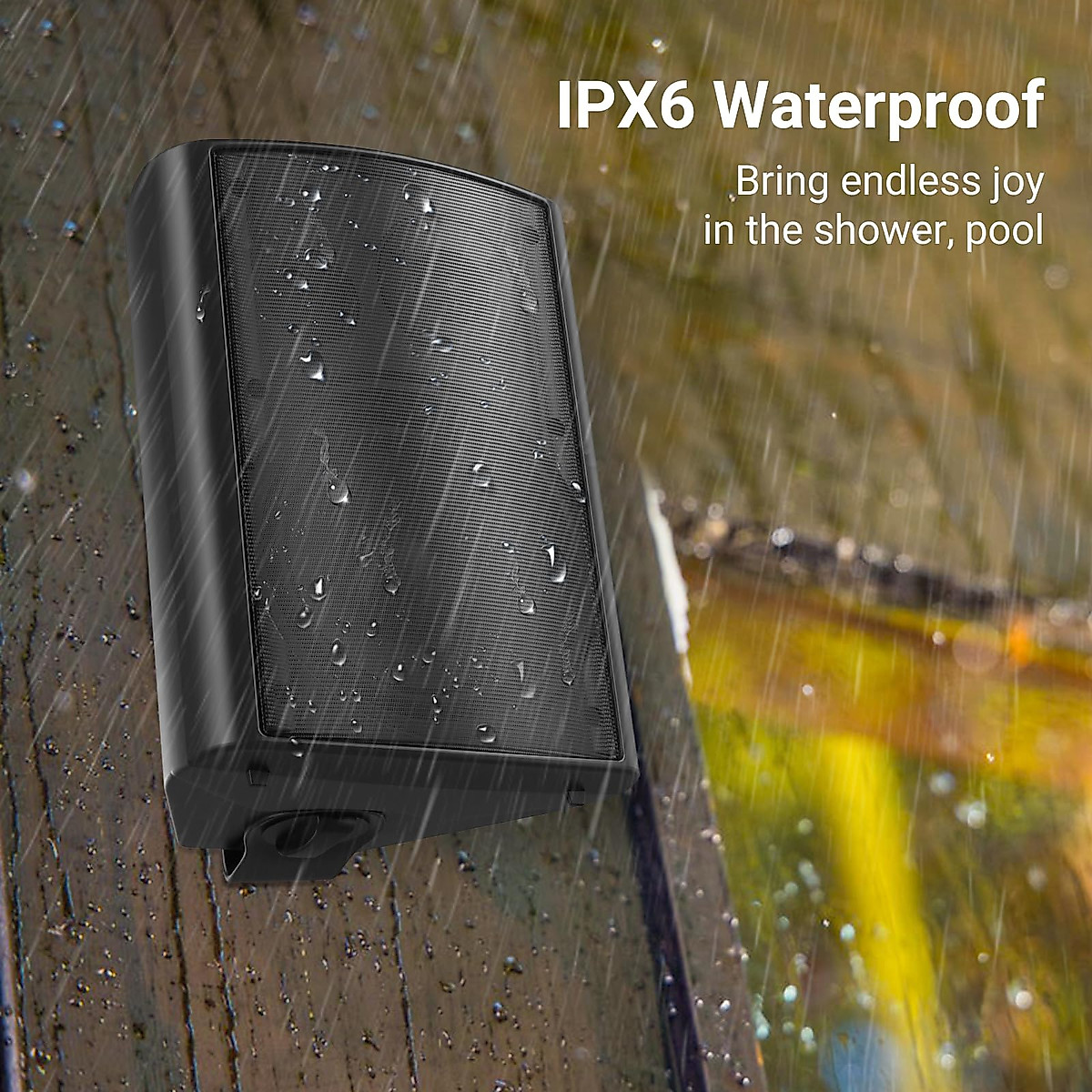 STUDIOFINIX 6.5 Inches Indoor Outdoor Bluetooth Speakers Waterproof Wired Wall Mount Active Speakers 400 Watt for Patio Garage,Deck,Backyard (Black)