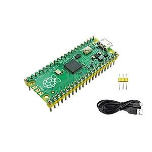 waveshare Pre-soldered Raspberry Pi Pico Microcontroller Development Board with Header,Based on RP2040 Chip, Flexible Clock Running up to 133 MHz,Dual-core Arm Cortex M0+ Processor