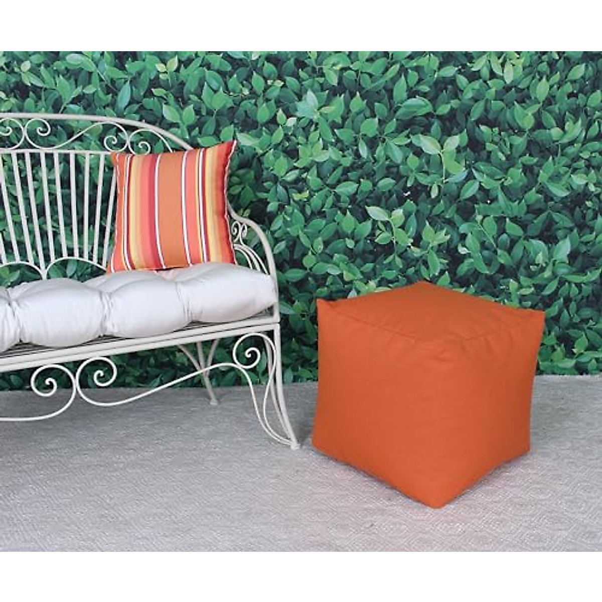 RULU Ottoman Outdoor/Indoor Sunbrella Bean Bag Pouf 19"x19"x18"H Spectrum Cayenne, Rust