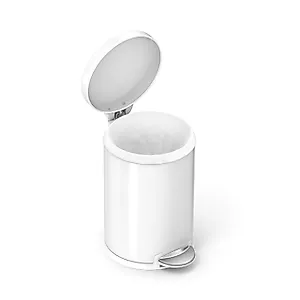 simplehuman Round Pedal Bin, 4.5 L - White Steel