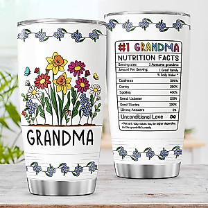 Water Granny Flower Cup Handle Floral Coffee Tumblers Nana Cups, Grandma Ever Nutrition Facts, Tumbler 20 Oz With Lid And Straw, Grandma Gifts