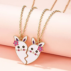 DOYYCA Easter Gifts for Girls Best Friend Necklace Magnetic Matching Bunny Friendship BFF Necklace for 2 Girls