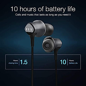 Digital Noise Cancelling Earbuds- FIIL Wireless Neckband Headphones, Premium Sound with Balanced Armature Knowles Driver, Monitoring Mode, in-Ear Bluetooth Earphones for iPhone and Android