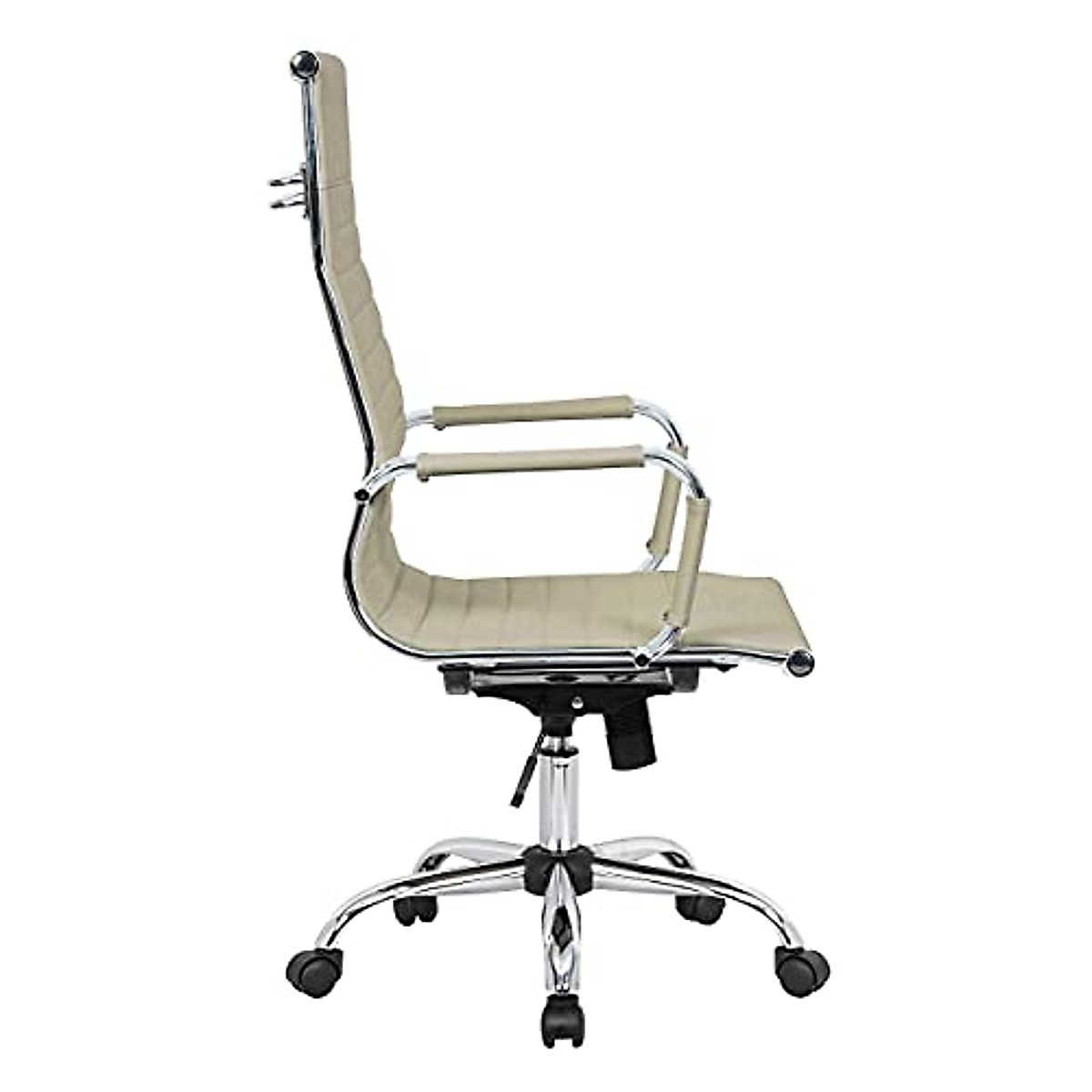 LeisureMod Harris Modern Adjustable Office Executive Swivel Chair Leatherette High-Back Task Office Chair (Tan)