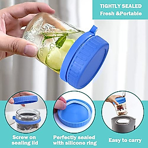 XANGNIER Overnight Oats Containers Lids and Spoon for Wide Mouth Mason Jar - 4 Pack Food Canisters Caps for Mason/Canning Jars Overnight Oats Accessories(Jars not Included)