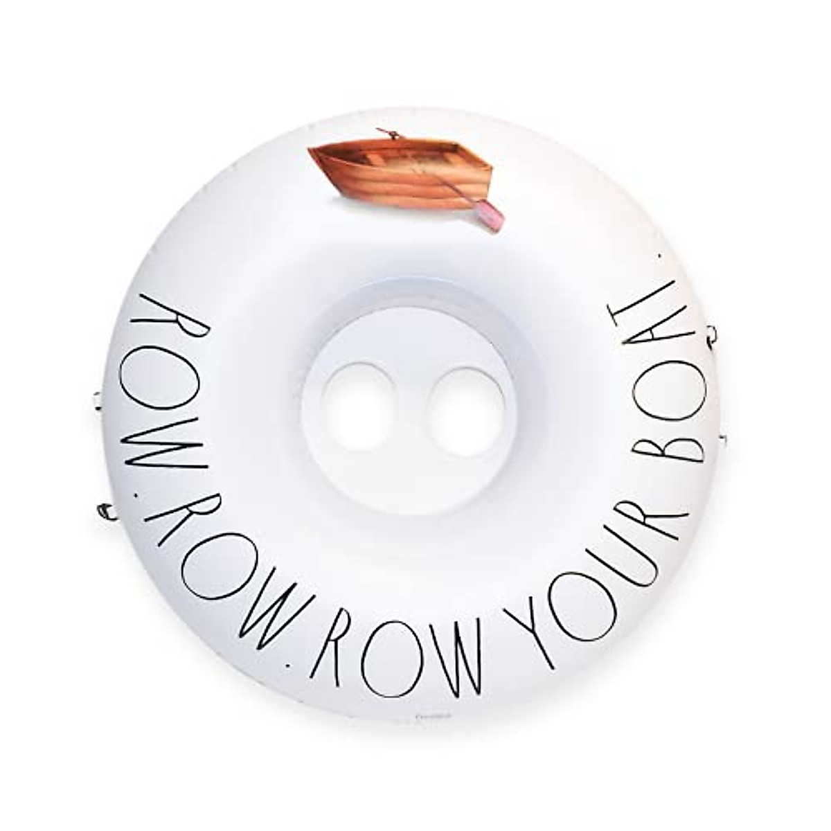 Rae Dunn Toddler Float with Canopy by CocoNut Float Row Row Row Your Boat Theme - Child Sized Inflatable Raft & Durable Water Toy - Stable Ride-On for Summer Parties & Swim Events