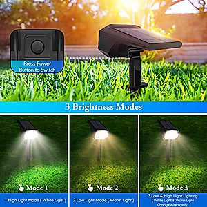 Solar Light Outdoor - Solar Powered Spot Light with 32 LEDs, 3 Modes Solar Landscape Light, Warm/Cold White 2-in-1 IP67 Waterproof Pathway Lights, Auto ON/OFF Wall Light for Garden Yard Driveway