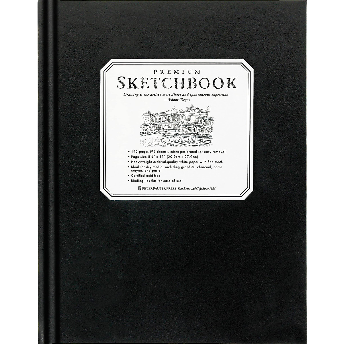 Premium Black Sketchbook - Large (8-1/2 inch x 11 inch, Micro-Perforated Pages)