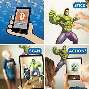 Wall Palz Marvel Incredible Hulk Wall Decals - 25" Augmented Reality Avengers Hulk Bedroom Wall Decor Peel and Stick Vinyl Wall Stickers