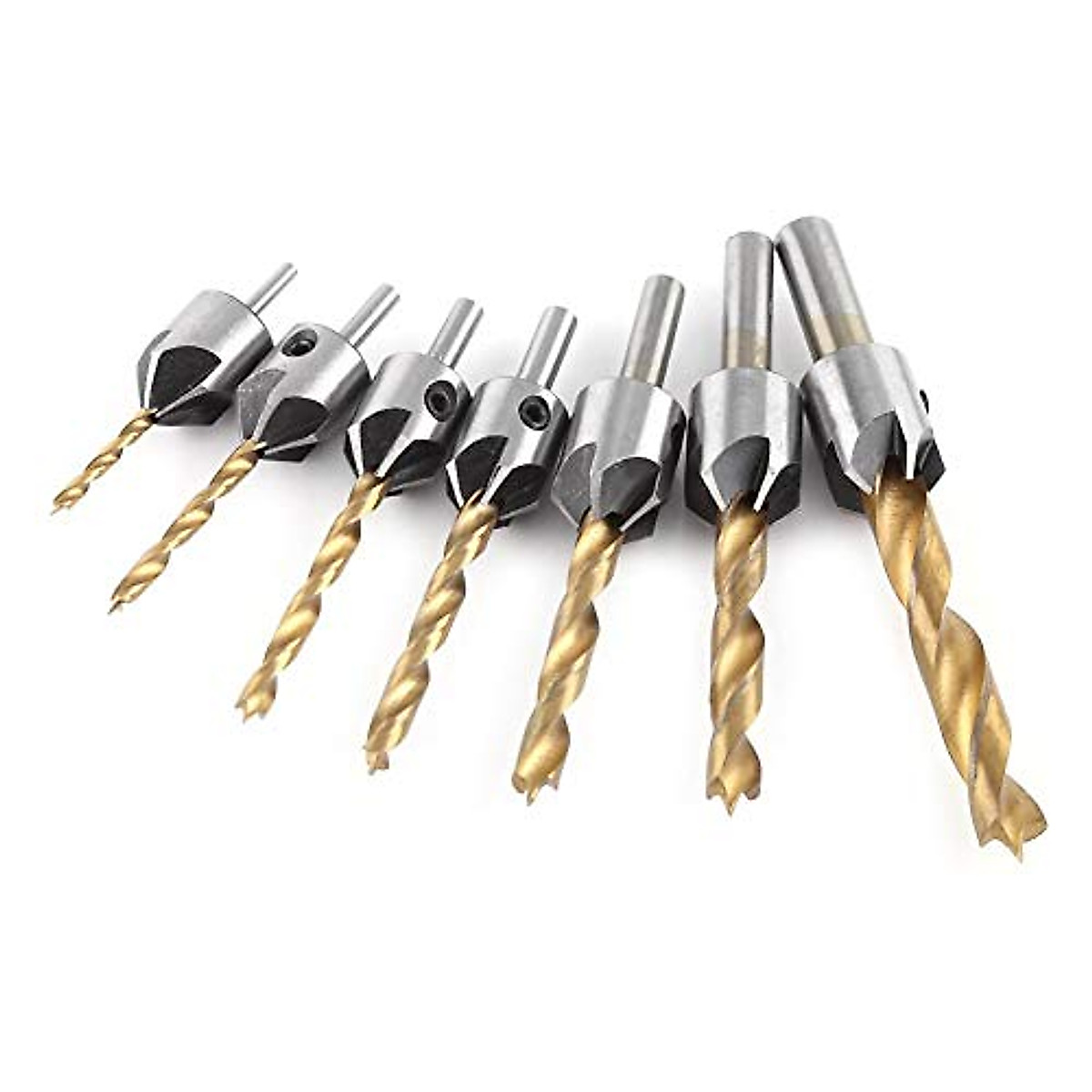 LiebeWH Countersink Drill Bit Steel Countersink Drill Bit for Wood High Speed Steel Round Shank with Hex Key(7pcs,3-10mm)