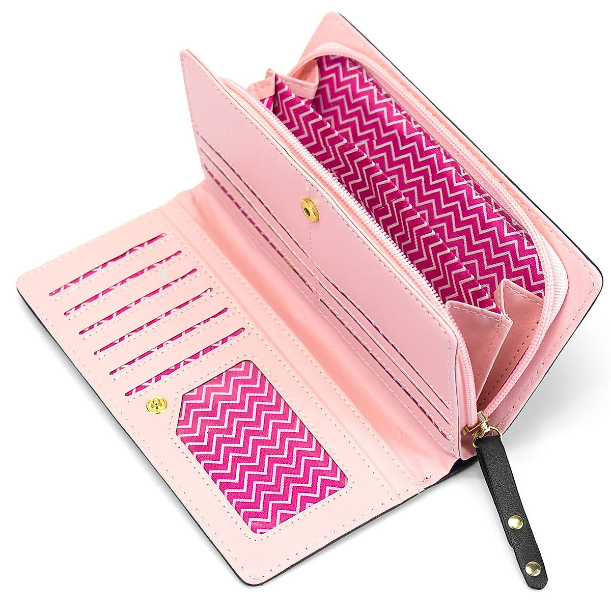 Valentoria® Birthday Gifts for Women's Mini Faux Leather Bifold 3 Cat Design Clutch Wallet (Long Black)