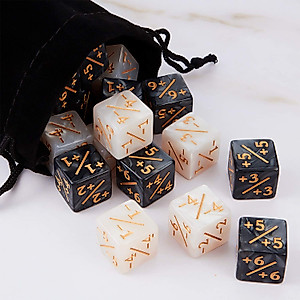 48 Pieces MTG Dice Counters Plus 1 Tokens Counter Marble D6 Bulk Dice Compatible with Magic The Gathering, Cards Gaming Accessories