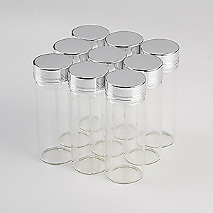 12units 30x80mm Empty Jars Glass Bottle with Aluminium Silver Color Screw Cap 40mlSealed Liquid Food Gift Container (12, 40ML-Silver Lid)