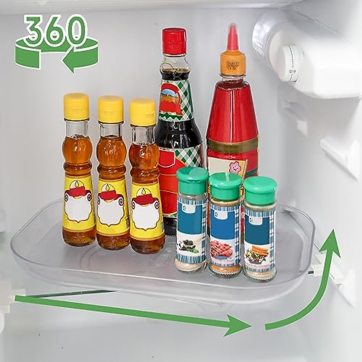 Square Lazy Susan for Refrigerator, ANTAND Rectangle Lazy Susan Organizer Turntable for Cabinet Clear Rectangular Lazy Susan Kitchen Organizer for Refrigerator Pantry Kitchen Countertop Vanity Display