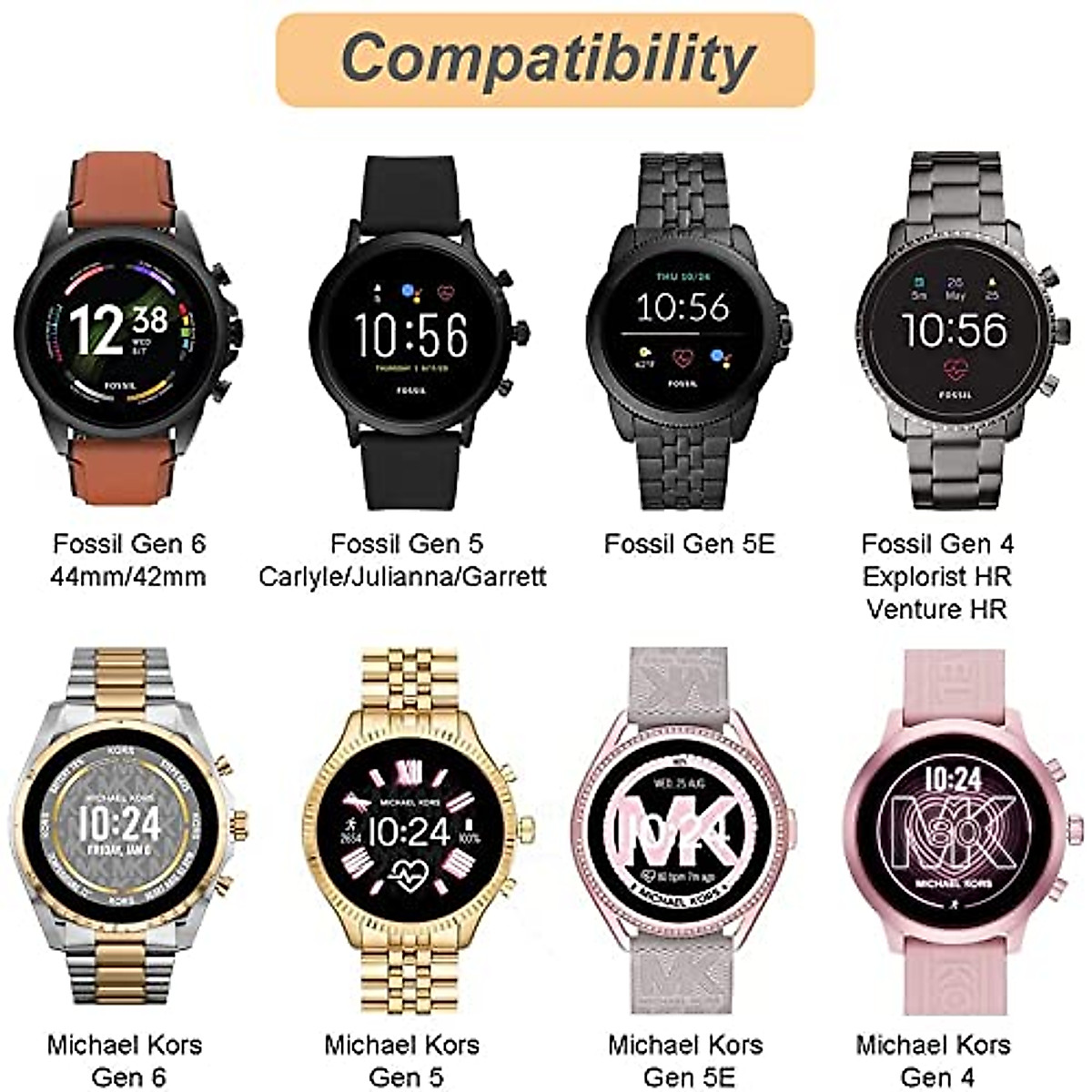 Charger for Fossil Gen 4, Gen 5, Gen 5E, Gen 6 & Charging Cable for Michael Kors Gen 4 5 5E 6 Smart Watch (3.3ft/1m, White)