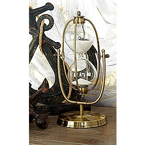 Deco 79 Glass Timer with Rotating Stand, 13" x 6" x 6", Brass