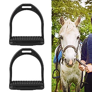 Maxmartt 1 Pair Black High Strength Horse Stirrup Durable Quality Plastic Riding Stirrups (S)