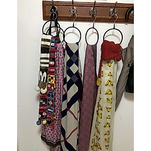 Joyindecor Belt/Scarf Hangers for Closet - 8 PCS Nonslip Space Saving Steel Tie Rings Holder Organizer for Neckties, Shawls Scarves, Veils, Pashminas Display(8 Pack, Black)