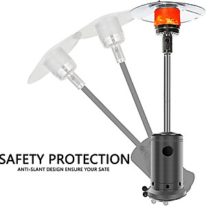 Outdoor Patio Propane Heater for Outdoor Indoor Use, Portable Stainless Steel Heater with Wheels, 46000 BTU Commercial Bronze Tall Floor Heater, Waterproof Outside Standing Heaters (Gray)