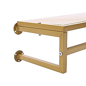 Gdrasuya10 Wall Mounted Clothes Rack with Top Shelf, Gold Garment Rack Display Rack Metal Cloths Rack Space-Saving Clothing Storage Rack for Commercial Home, 31.49 x 10.23 x 6.69 In