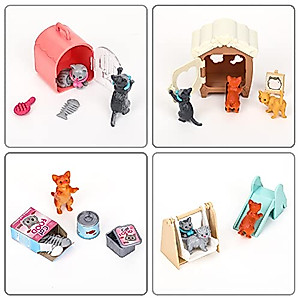TQQFUN Pet Pretend Play Toys, 43 PCS Cat Figures Playset Toy, Realistic Detailed Care Center, Cats Role Educational Gift for Kids Toddlers Boys and Girls